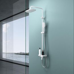 Regendusche Duscharmatur Thermostat Duschsystem Brausearmatur D4-Wei&szlig; matt