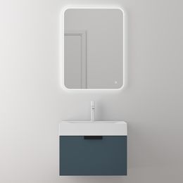 doporro Badm&ouml;bel-Set Waschbecken-unterschrank 60x45x48cm Design Badm&ouml;bel-Set in Eiche mit Soft-Close-Funktion inkl. Waschbecken ohne LED-Spiegel 