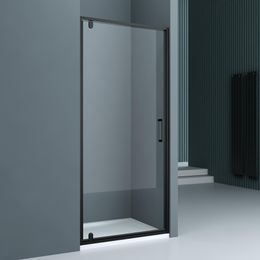 doporro Nischent&uuml;r Duschabtrennung 75x200cm Duscht&uuml;r ESG-Sicherheitsglas Nischent&uuml;r Klarglas Duschwand schwarz inkl. Nano-Beschichtung Teramo61K-80cm