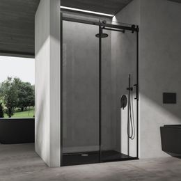 doporro Nischent&uuml;r Duschabtrennung 110x195 cm Duscht&uuml;r mit Schiebet&uuml;r 8mm ESG-Sicherheitsglas Klarglas Teramo19K schwarz-195cm-140cm