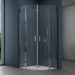 doporro Viertelkreis-Duschkabine Duschabtrennung 80x80x195 inkl. 4cm flacher Duschtasse und 6mm ESG-Sicherheitsglas Easy-Clean-Beschichtung Ravenna52k