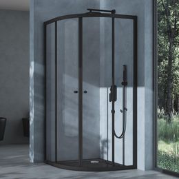doporro Duschkabine Duschabtrennung Ravenna32K Viertelkreis mit 2 Schiebet&uuml;ren BxTxH 80x80x190 cm Klarglas Chrom mit Duschtasse Faro3 -80cm-80cm-