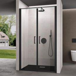 doporro Nischent&uuml;r Nischendreht&uuml;r Duschabtrennung 90x195cm Duscht&uuml;r aus Klarglas mit Hebe- und Senkmechanismus Teramo66K-195cm-100cm-Klarglas+Schwarz