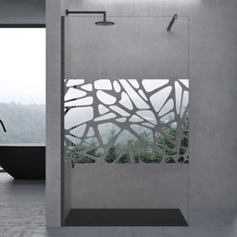 doporro Walk-In Duschwand Duschabtrennung 100x200cm mit schwarem Stabilisator aus Edelstahl 10mm ESG-Sicherheitsglas mit Nanobeschichtung Bremen02BL 