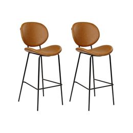 Beliani 2-tlg Barhocker LUANA in Braun/Schwarz | Gr.: onesize