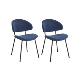 Beliani 2er-Set Esszimmerstuhl KIANA in Blau/Schwarz | Gr.: onesize