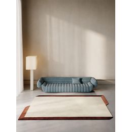 benuta Finest Wollteppich Aspect Cream/Rot 160x230 cm - Naturfaserteppich aus Wolle