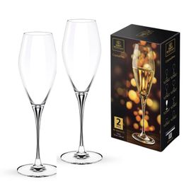 Elegantes Kristall-Champagnerfl&ouml;ten-Set, 2 St&uuml;ck &ndash; Hochwertiges Kristallglas, 290 ml, 100 % bleifrei, in Geschenkbox