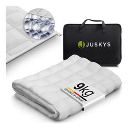 Juskys Gewichtsdecke 135x200 &ndash; Wei&szlig;, Anti-Stress-Decke mit Glasperlen, Baumwolle, 7 Schichten - 9 kg