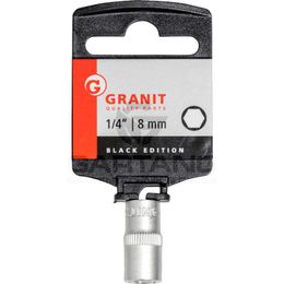 1/4" Stecknuss, 8 mm GRANIT BLACK EDITION, L&auml;nge (mm) 25, Antrieb 1/4", SW 8, ohne Bit, Abtrieb 1/4&ldquo;