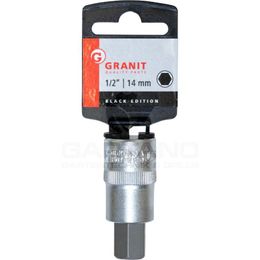 1/2" Bit-Stecknuss Innen6kant kurz 14mm GRANIT BLACK EDITION