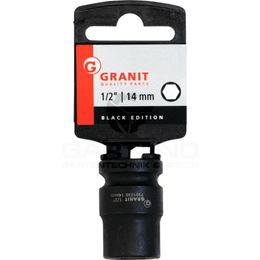 1/2" 6Kant-Kraft-Stecknuss, kurz, 14mm GRANIT BLACK EDITION
