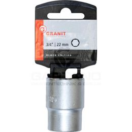 3/4" Sechskant-Stecknuss, kurz, 22 mm GRANIT BLACK EDITION