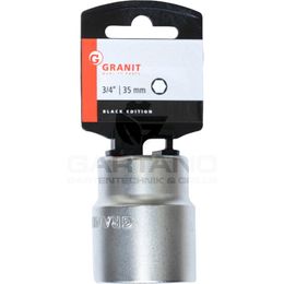 3/4" Sechskant-Stecknuss, kurz, 35 mm GRANIT BLACK EDITION