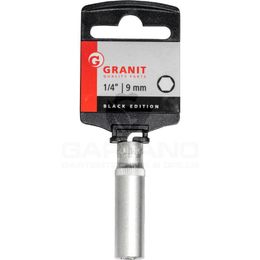 1/4" Sechskant-Stecknuss, lang, 9 mm GRANIT BLACK EDITION