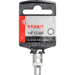 1/4" Stecknuss, 5 mm GRANIT BLACK EDITION, ohne Bit, Abtrieb 1/4&ldquo;, L&auml;nge (mm) 25, Antrieb 1/4", SW 5