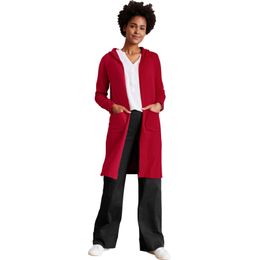 CRÉATION L Damen Longstrickjacke mit Kapuze rot Größe 36