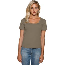 Heine Witt Damen Shirt aus Rippenware, oliv, Gr&ouml;&szlig;e 44