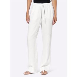 Heine Witt Damen Leinenhose mit weitem Bein, wei&szlig;, Gr&ouml;&szlig;e 50