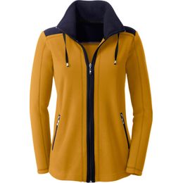 WITT Damen Fleecejacke mit Kontraststreifen, mais-schwarz, Gr&ouml;&szlig;e 36