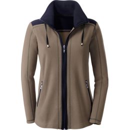 WITT Damen Fleecejacke mit Kontraststreifen, beige-schwarz, Gr&ouml;&szlig;e 40