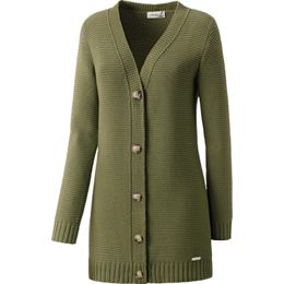 WITT Damen Strickjacke mit Kn&ouml;pfen in Horn-Optik, oliv, Gr&ouml;&szlig;e 38