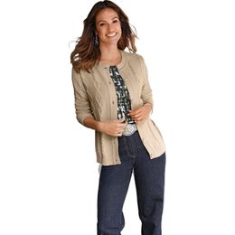 CR&Eacute;ATION L Damen Strickjacke mit Strickmuster sand-meliert Gr&ouml;&szlig;e 38