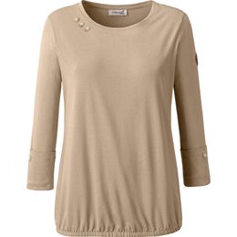 CR&Eacute;ATION L Damen Shirt mit Deko-Kn&ouml;pfen beige Gr&ouml;&szlig;e 40