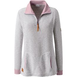 CR&Eacute;ATION L Damen Sweatshirt mit Troyerkragen steingrau-mauve Gr&ouml;&szlig;e 38