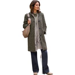 WITT Damen Kurzmantel mit Multicolor-Garn, oliv-marine-gemustert, Gr&ouml;&szlig;e 36