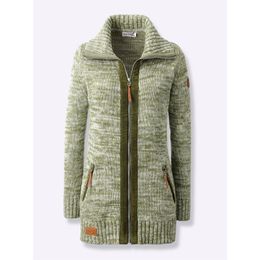 WITT Damen Longstrickjacke mit Troyerkragen, schilf-ecru-meliert, Gr&ouml;&szlig;e 40