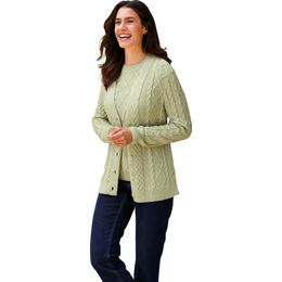 WITT Damen Strickjacke mit Zopfmuster-Mix, schilf-meliert, Gr&ouml;&szlig;e 42