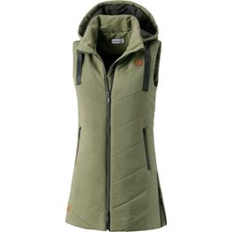 WITT Damen Longweste mit V-Steppung, khaki, Gr&ouml;&szlig;e 54