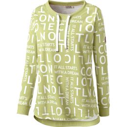 CR&Eacute;ATION L Damen Longsweatshirt mit Lettering-Druck pistazie-wei&szlig;-gemustert Gr&ouml;&szlig;e 40