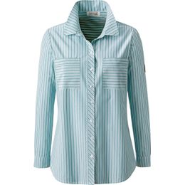 CR&Eacute;ATION L Damen Gestreifte Bluse mit aufgesetzten Brusttaschen ozean-wei&szlig;-gestreift Gr&ouml;&szlig;e 38