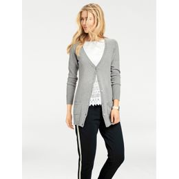 Heine Witt Damen Feinstrickjacke mit Taschen, grau-melange, Gr&ouml;&szlig;e 48