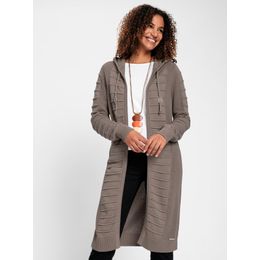 WITT Damen Longstrickjacke im Strukturmuster-Mix, taupe, Gr&ouml;&szlig;e 36