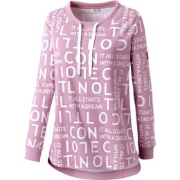 CR&Eacute;ATION L Damen Longsweatshirt mit Lettering-Druck mauve-wei&szlig;-gemustert Gr&ouml;&szlig;e 40