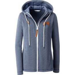 WITT Damen Fleecejacke mit Nahttaschen, dunkelblau-ecru-geringelt, Gr&ouml;&szlig;e 42