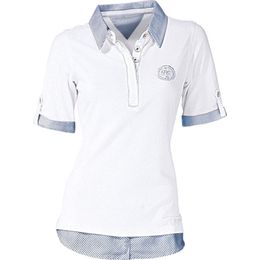 WITT Damen Poloshirt mit Stickerei und Emblem, wei&szlig;, Gr&ouml;&szlig;e 36