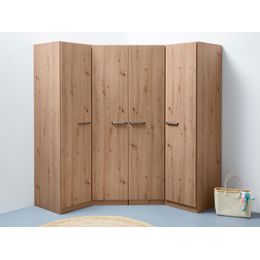 Schrank-Set INOSIGN BY RAUCH "Kleiderschrank Schrank Garderobe Wäscheschrank VANDOR", braun (eiche artisan), B:164cm H:197cm T:164cm, Holzwerkstoff, Kastenmöbel-Sets, 4-türig mit viel Stauraum, Schränke einzeln stellbar MADE IN GERMANY