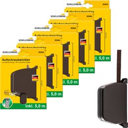 Aufputz-Gurtwickler Schellenberg "Aufschraubwickler für das Rollladensystem Mini", braun, B:22cm H:15,9cm, Gurtwickler, schwenkbar, mit vormontiertem Rollladengurtband, braun oder weiß