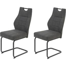 Esszimmerstuhl Hela "Linda S Schwingstuhl BESTSELLER", grau (anthrazit, grau), B:47cm H:99cm T:61cm, Metall, Polyester, Stoff, Stühle, mit Taschenfederkern Sitz, mit 140KG belastbar, Freischwinger
