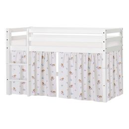 Spielbett Hoppekids "ECO Dream, Hochbett, umbaubar in Einzelbett", beige, B:81cm H:105cm L:168cm, Vorhang: 100% Baumwolle, Matratzenbezug: 100% Baumwolle, Matratze: Kaltschaum, Betten, Massivholzbett mit Meerjungfrau-Vorhang, Matratze & 2 Größen wählbar