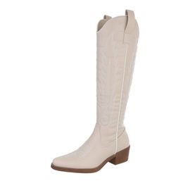 Ital-Design Cowboystiefel Damen Gr&ouml;&szlig;e 41 beige / braun Winterschuhe