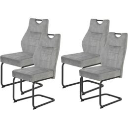 Esszimmerstuhl Hela "Linda S Schwingstuhl BESTSELLER", grau (hellgrau, grau), B:47cm H:99cm T:61cm, Metall, Polyester, Stoff, Stühle, mit Taschenfederkern Sitz, mit 140KG belastbar, Freischwinger
