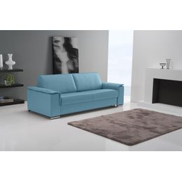 Schlafsofa Egoitaliano "Cecilia, modern & elegant, erstklassiger Sitzkomfort, Dauerschl&auml;fer", blau (t&uuml;rkis), B:234cm H:85cm T:102cm, Leder &raquo;BULL&laquo; (echtes Rindsleder). Geschliffenes, pigmentiertes und behandeltes Rindsleder mit einer Dicke von 1, 3-1, 5 mm. Dieses Leder zeigt eine ziemlich weiche Hand mit einem halb undurchsichtigen Aussehen. Es handelt sich um ein gesch&uuml;tztes Leder. Eine leichte D
