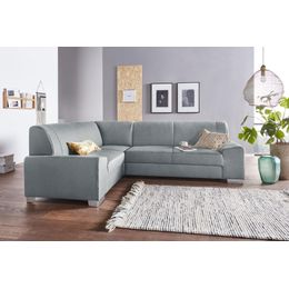 Ecksofa DOMO collection "Anzio in kubischer Formensprache, flache Armlehnen, L-Form", gr&uuml;n (mint), B:259cm H:85cm T:191cm, Sofas, Ecksofa, Wahlweise mit Bettfunktion und Federkern f&uuml;r hohen Sitzkomfort