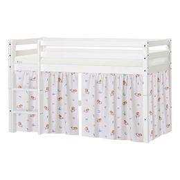 Spielbett Hoppekids "ECO Dream, Hochbett, umbaubar in Einzelbett", beige, B:81cm H:105cm L:168cm, Vorhang: 100% Baumwolle, Matratzenbezug: 23% Bambus.77% Polyester, Matratze: Waterlily Matratzenkern, Betten, Massivholzbett mit Meerjungfrau-Vorhang, Matratze & 2 Größen wählbar