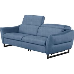 2,5-Sitzer Egoitaliano "Dafne, elegantes Designsofa mit hohem Sitzkomfort", blau (hellblau), B:208cm H:97cm T:108cm, Luxus-Micofaser Lederoptik (100% Polyester) ist ein neues technisches Gewebe mit einem visuellen und taktilen Aspekt, der dem Nubuk sehr nahe kommt, mit innovativen Eigenschaften. Seine au&szlig;erordentliche Weichheit kommt von einem exklusiven Produktionsprozess, der Unreinheiten und Un